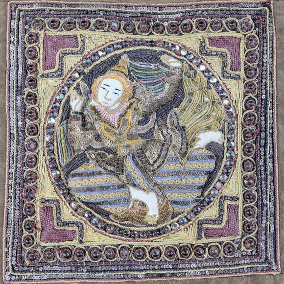 Art | Handmade Myanmar Thai Burmese Kalaga High Relief Embroidered ...